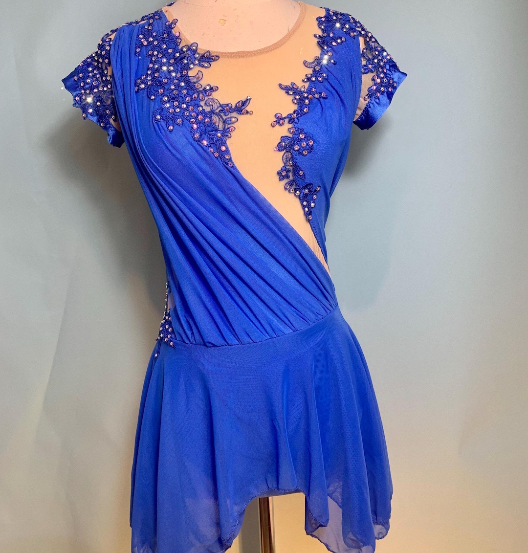 Royal Blue Figure Skating Dress: Custom Rhinestone Competition Dance ...
