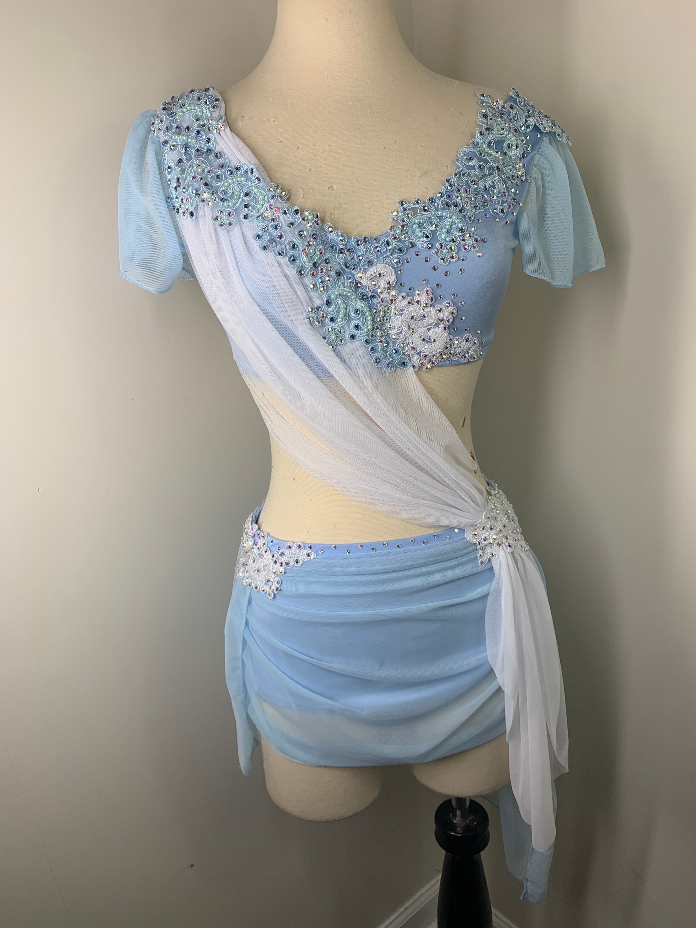 2 Piece Blue Lyrical Dance Costumes