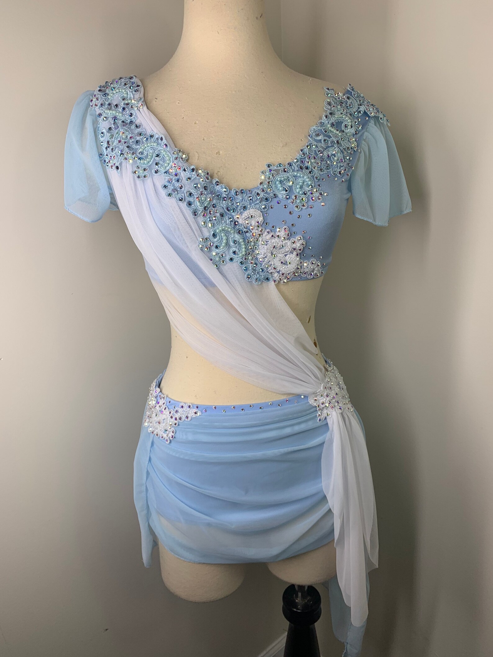 Blue Lyrical Dance Costume, Competition Solo Dance Costume - Etsy