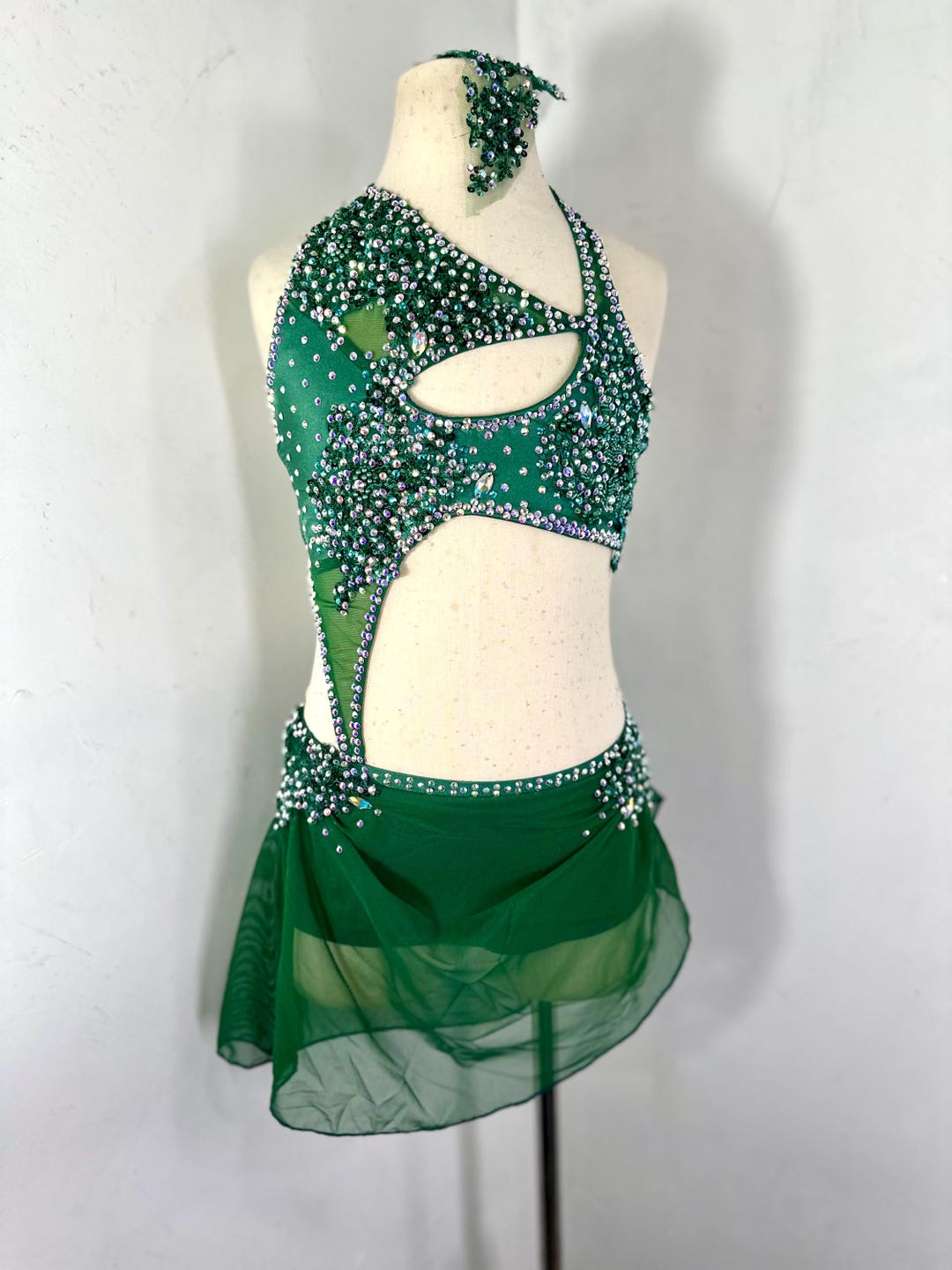 Green Luxe Custom Dance Costume, Lyrical Dance Costume, Solo Dance ...