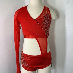 Jazz Dance Costume, Competition Dance Costume, Red Jazz Dance Costume ...