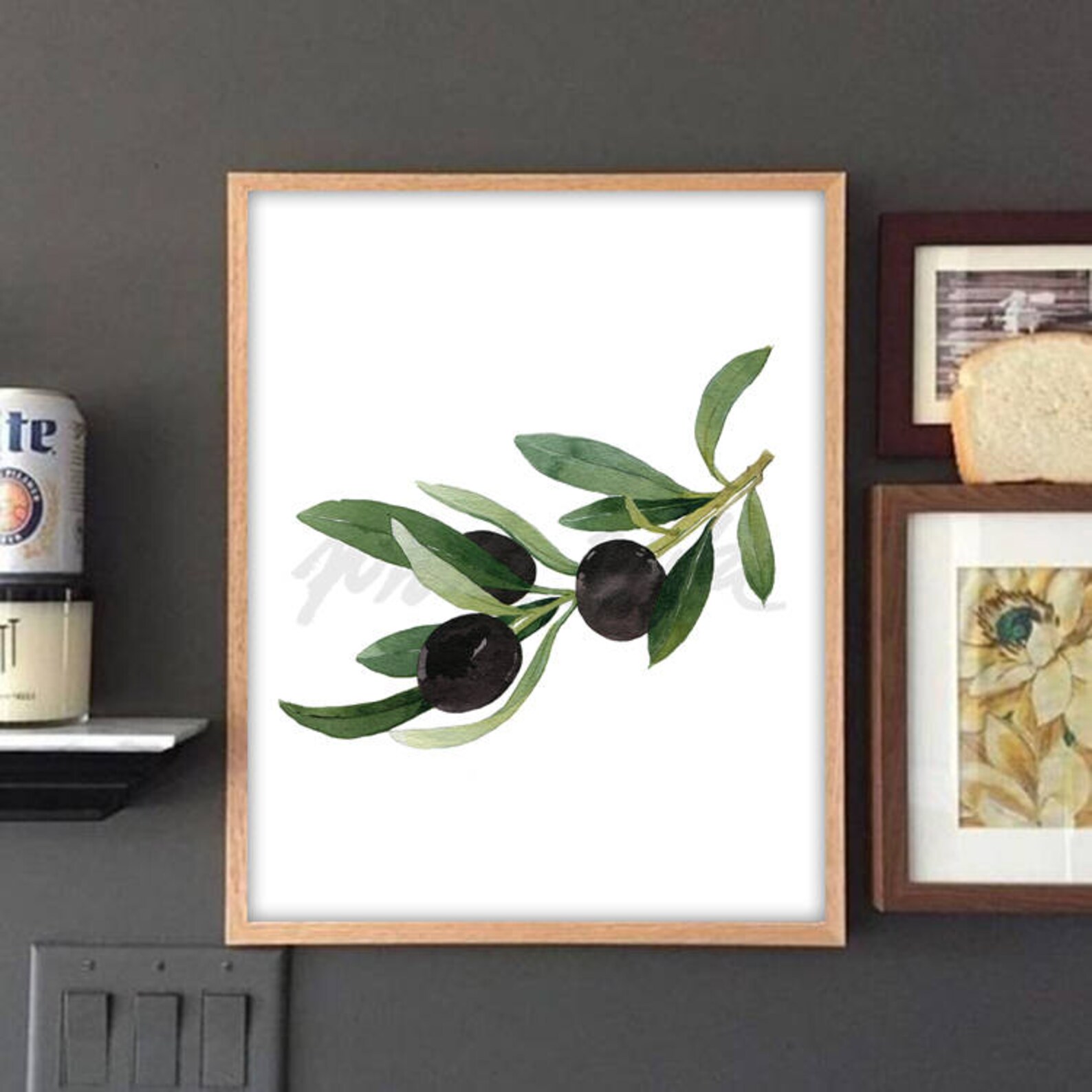 Olive Art Print Italy Culinary Kitchen Wall Decor Watercolour | Etsy