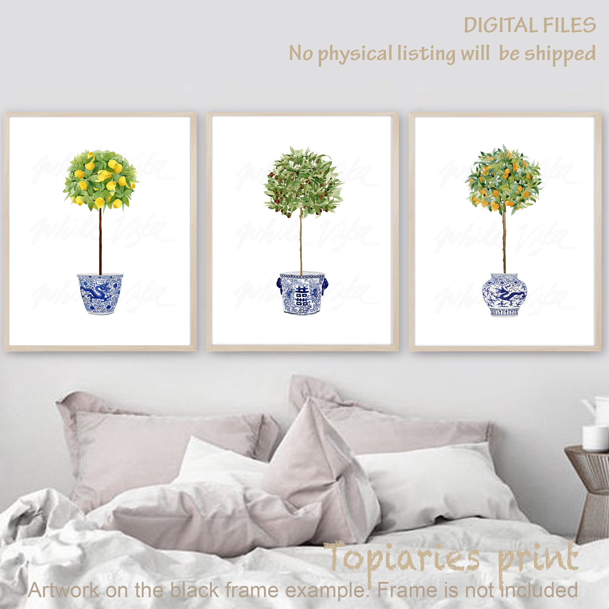 Topiary Tree Chinoiserie Planter Topiaries Olive Tree Watercolour ...