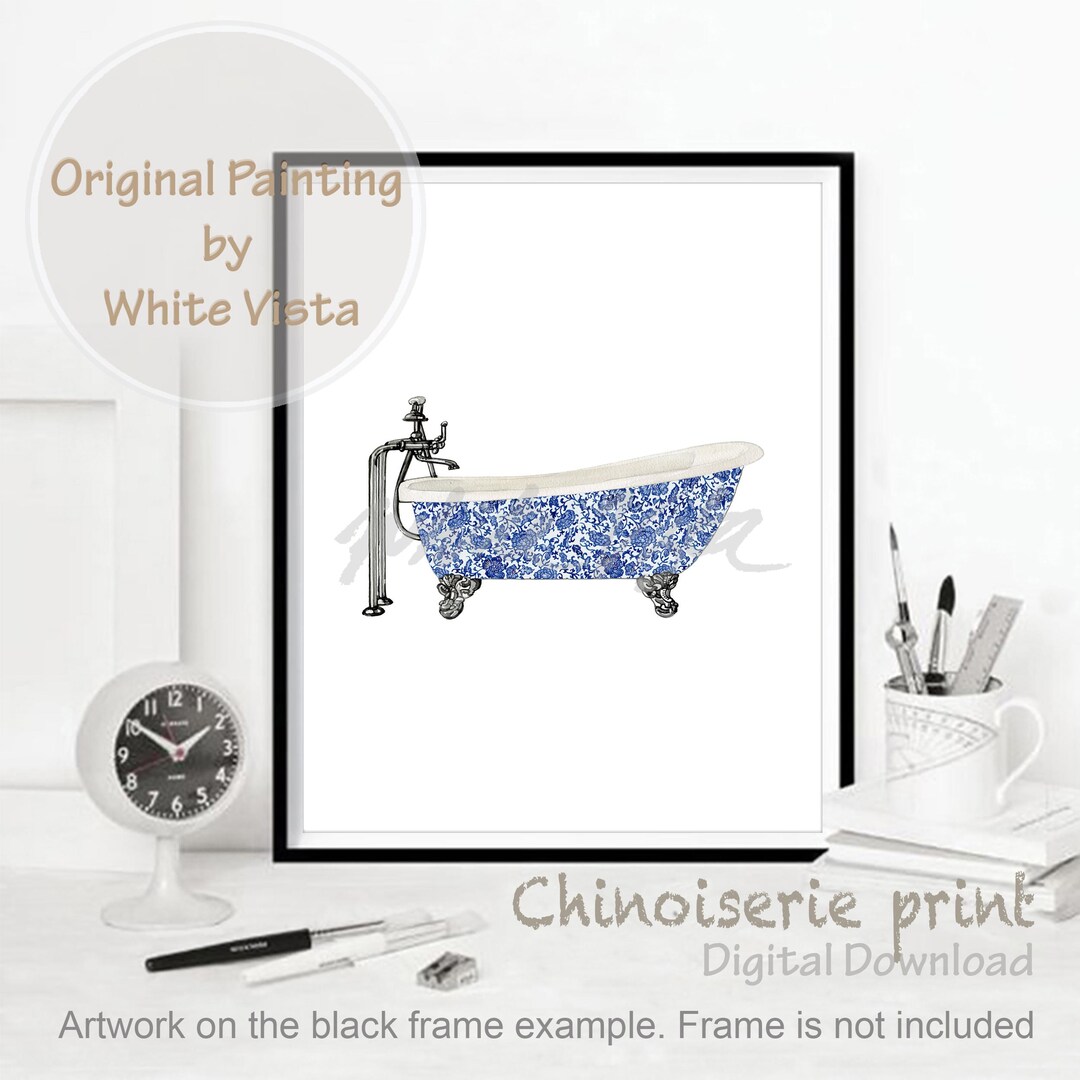 Bathtub Bathroom Decor Gift Lover France Vintage Chinoiserie Quirky ...