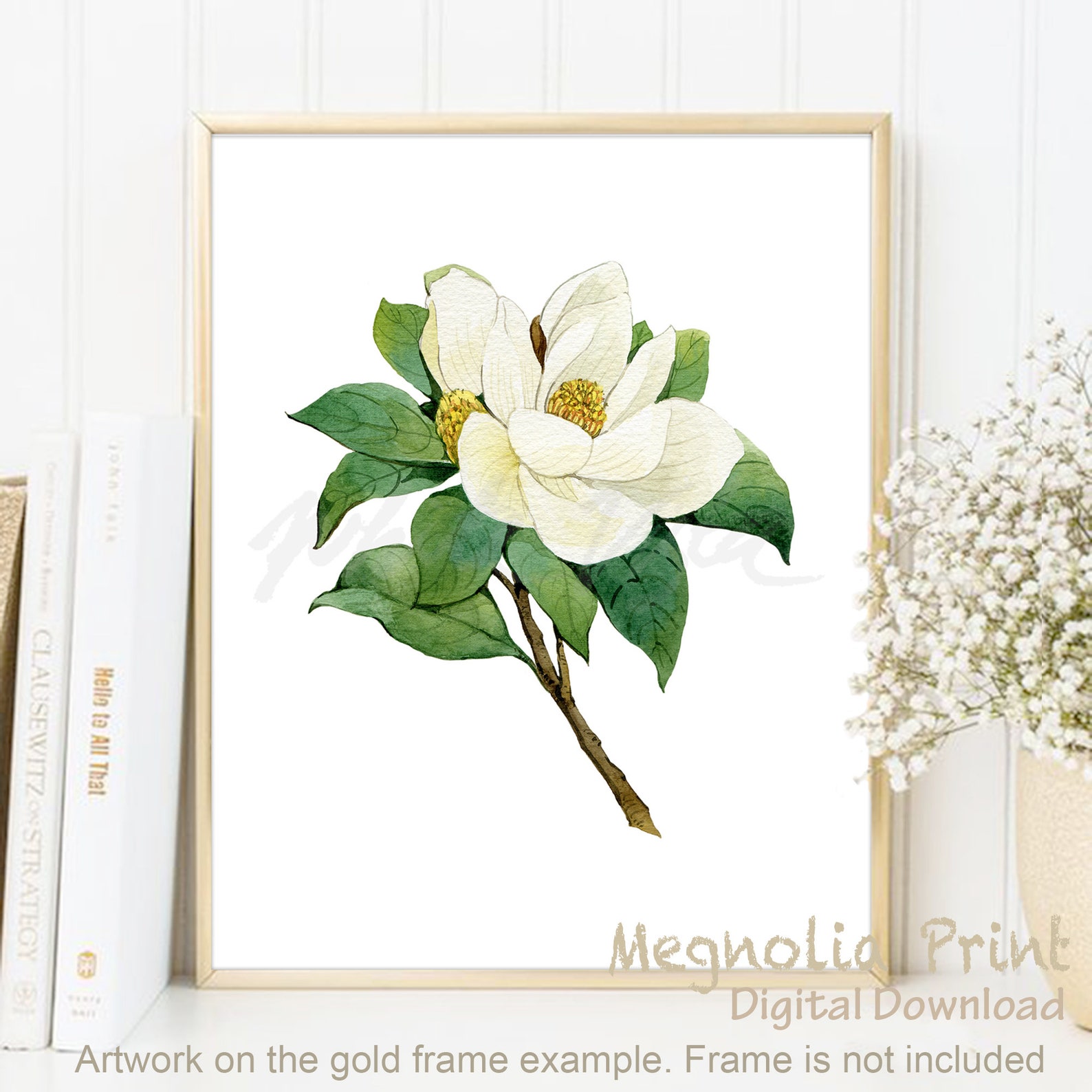 Magnolia Flowerwhite Magnolia Wall Art Vintage Style Above - Etsy