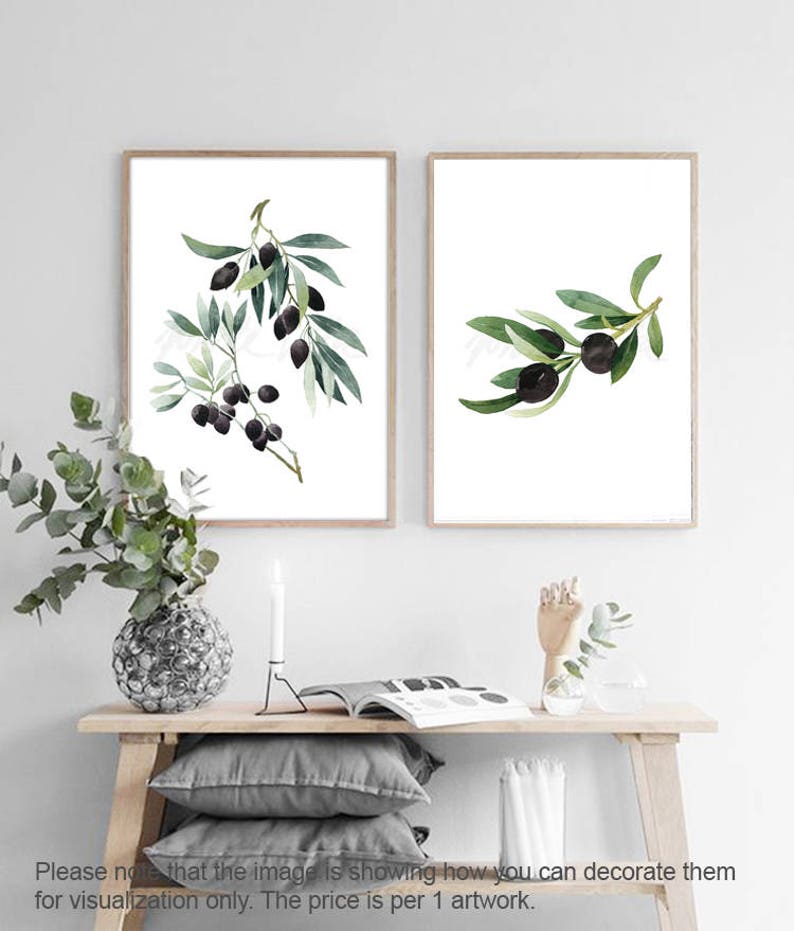 Olive Art Print Italy Culinary Kitchen Wall Decor Watercolour | Etsy