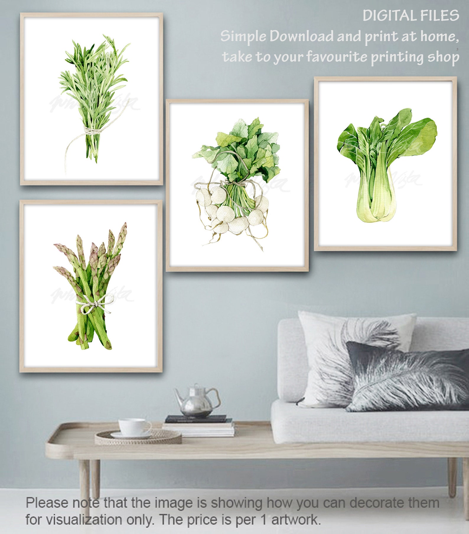 Vegetable Print kitchen Print White Radish Veggie Print | Etsy