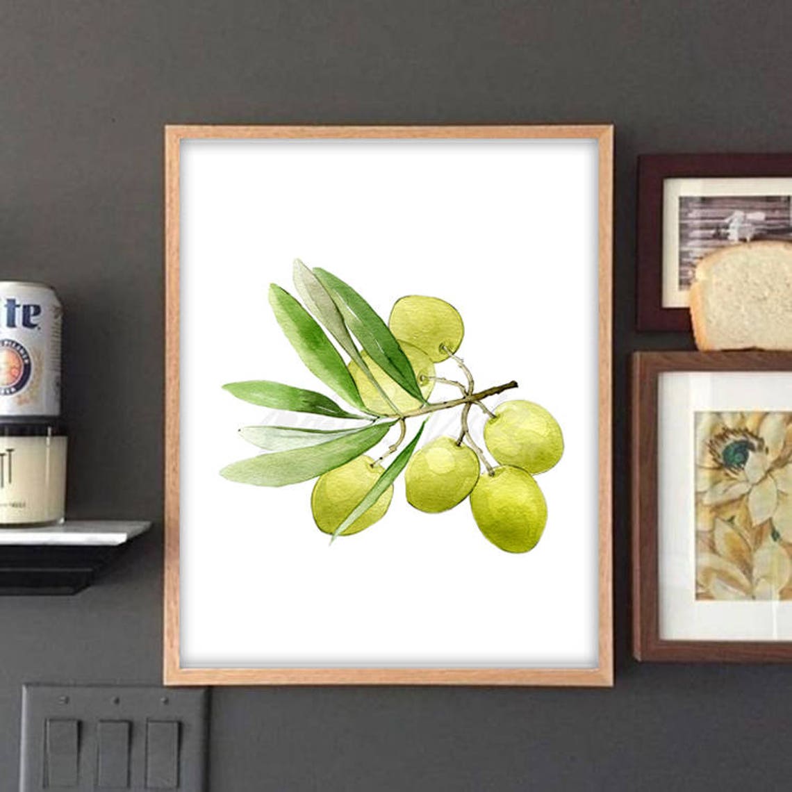 Olive Art Print Green Olive Branch Botanical Artwork Vintage Home Fruit ...