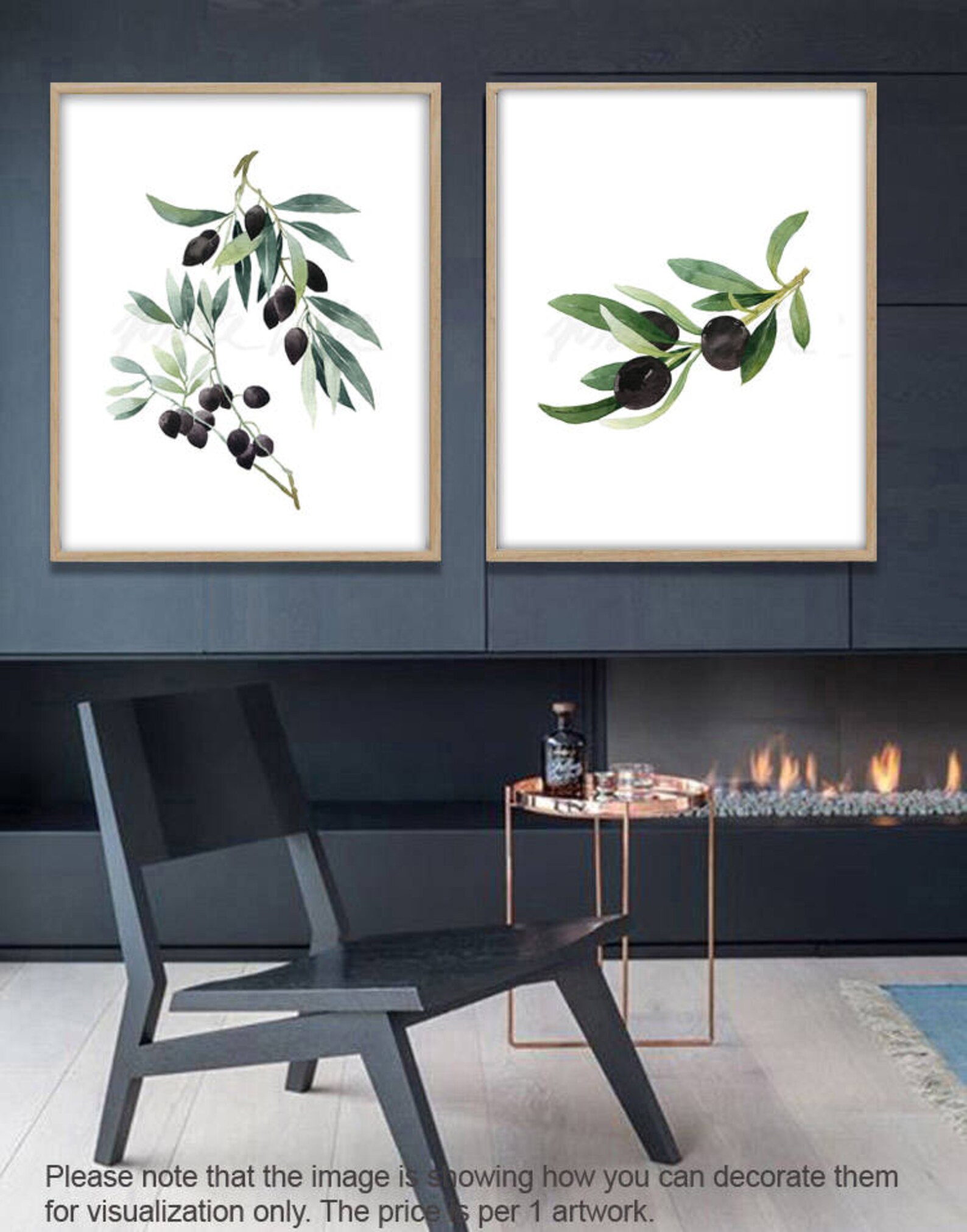 Olive Art Print Italy Culinary Kitchen Wall Decor Watercolour Fruit ...