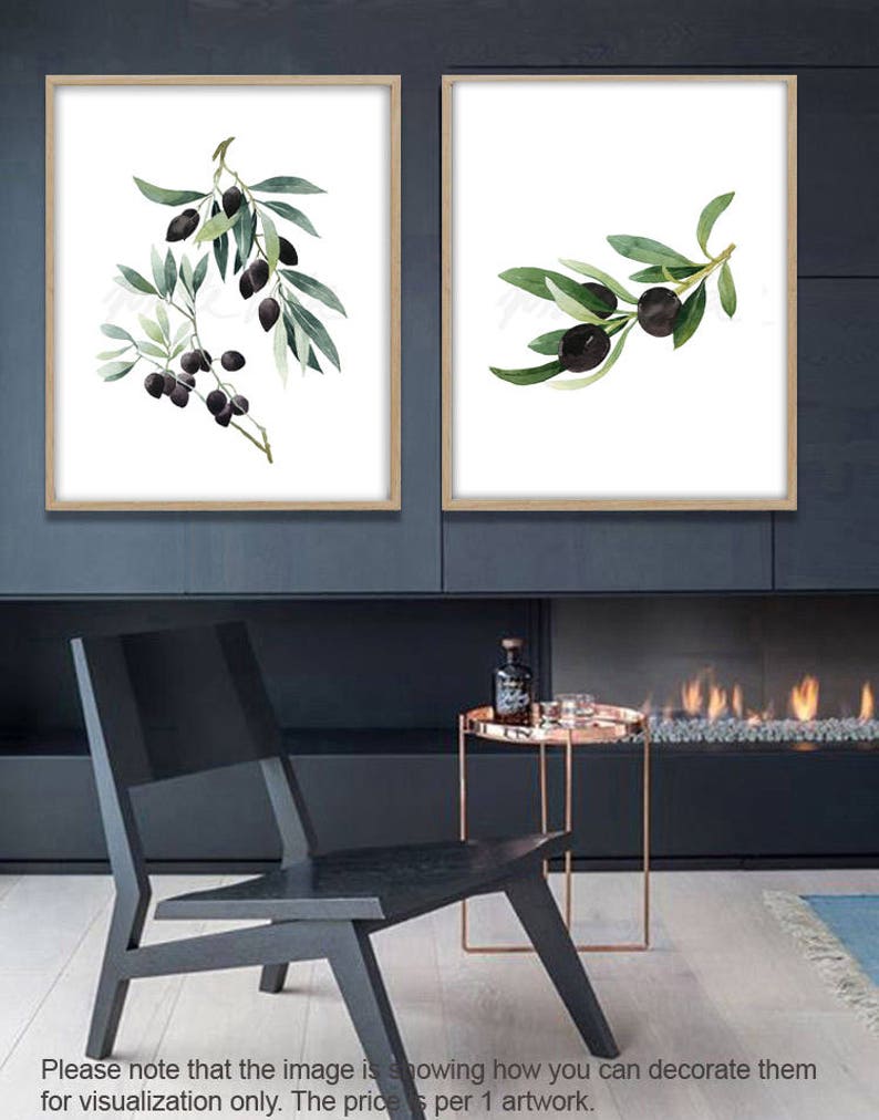 Olive Art Print Italy Culinary Kitchen Wall Decor Watercolour | Etsy