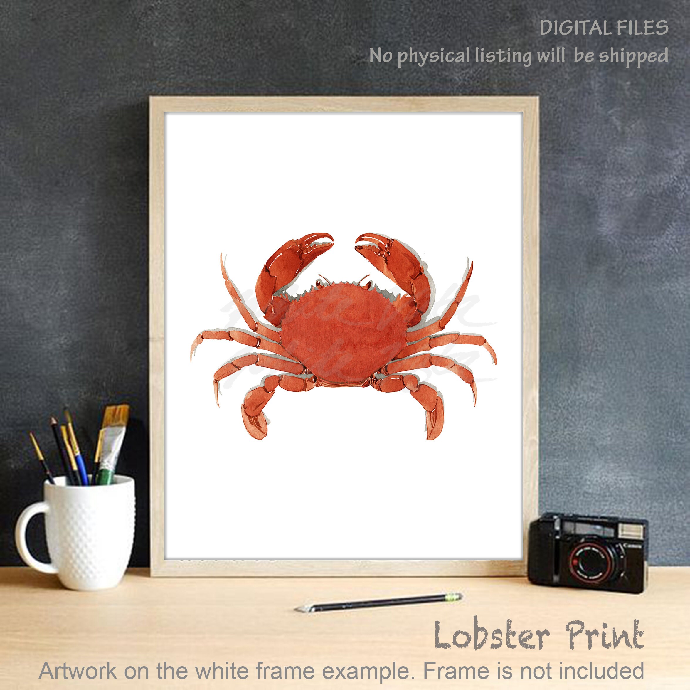 Crab Print Red Rock Crab Coastal Wall Art Coral - Etsy