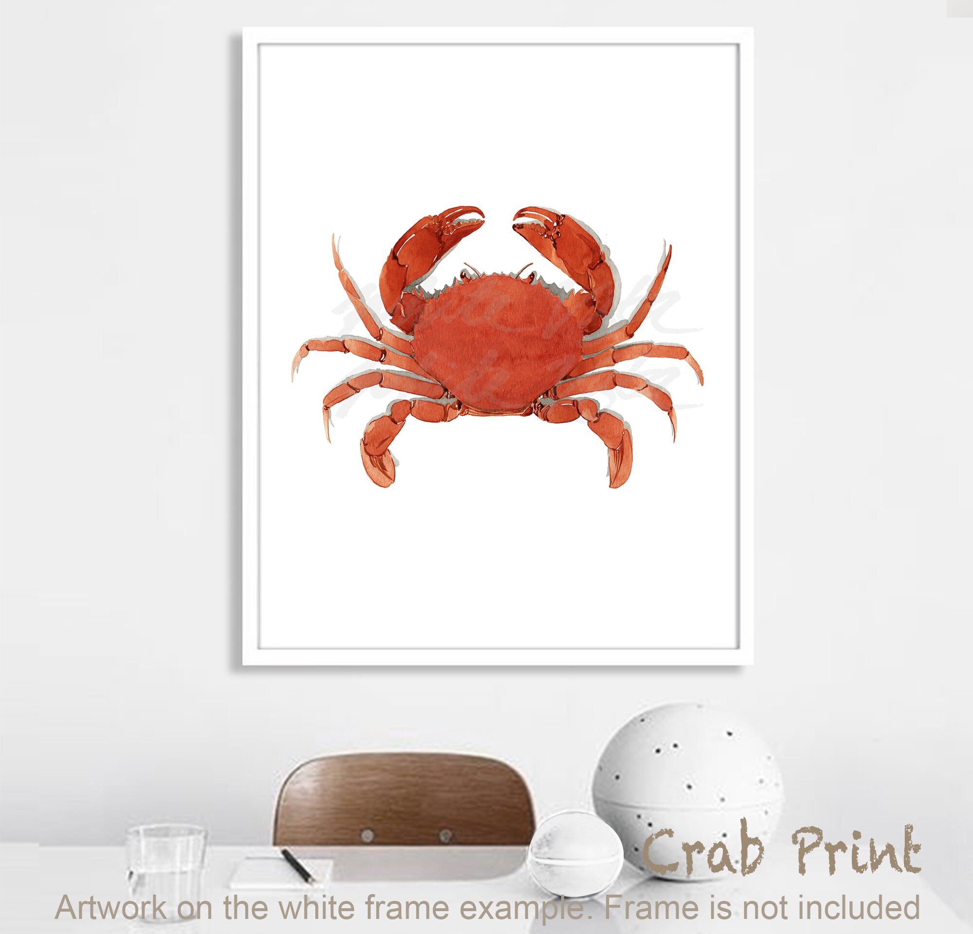 Crab Print Red Rock Crab Coastal Wall Art Coral - Etsy