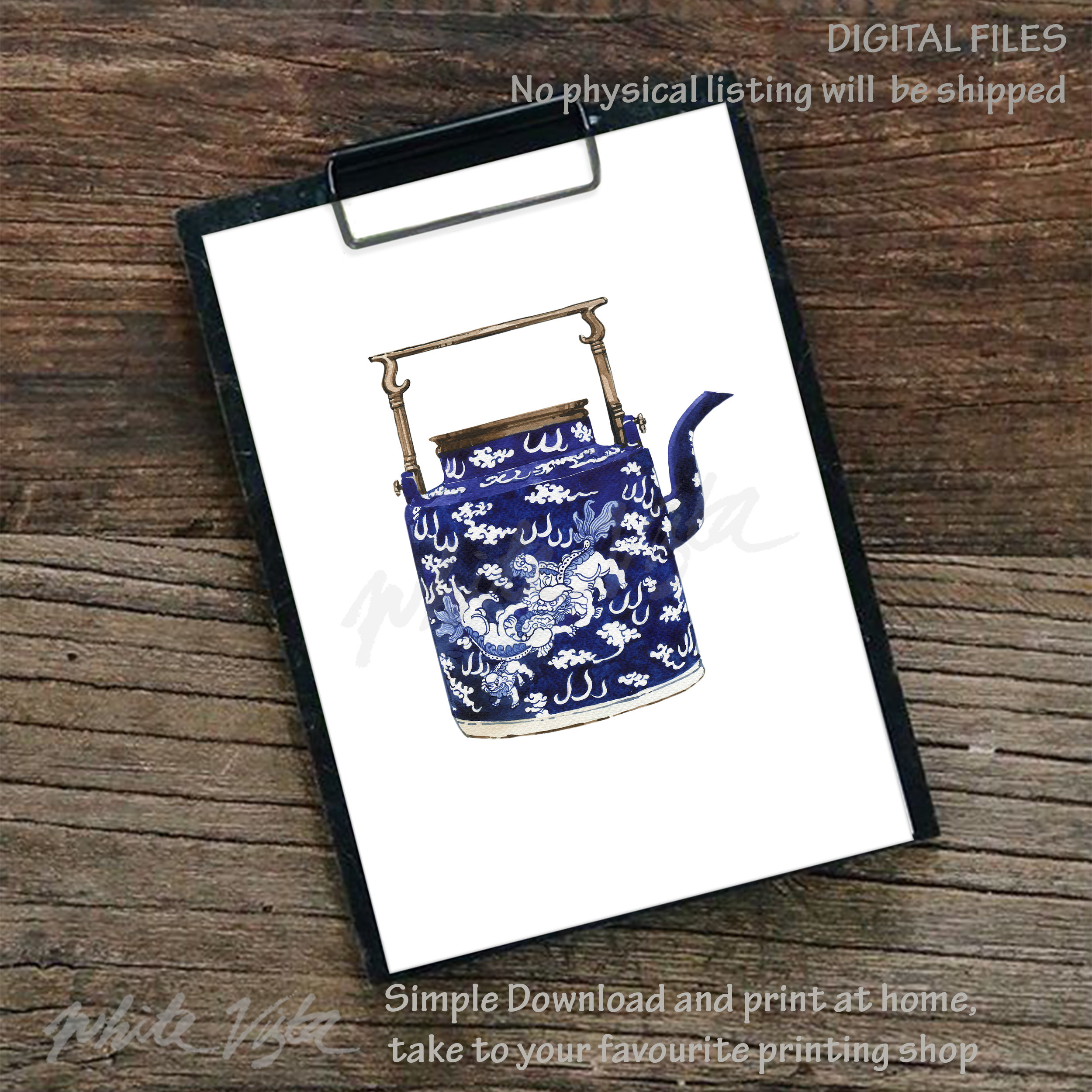 Tea Art Print Vintage Tea Pot Lover Chinese Chinoiserie | Etsy