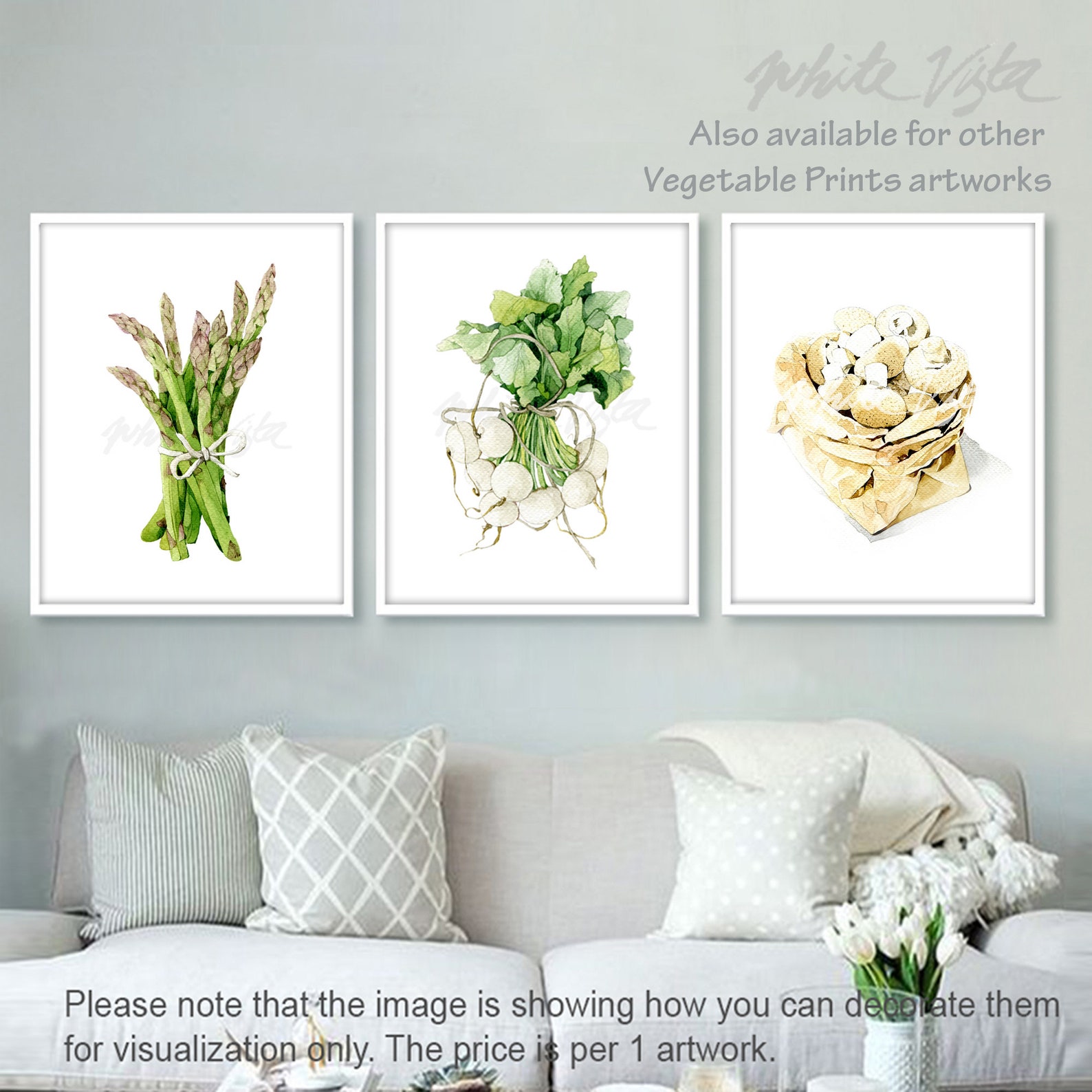 Vegetable Print kitchen Print White Radish Veggie Print | Etsy