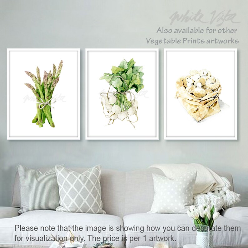 Vegetable Print kitchen Print White Radish Veggie Print | Etsy