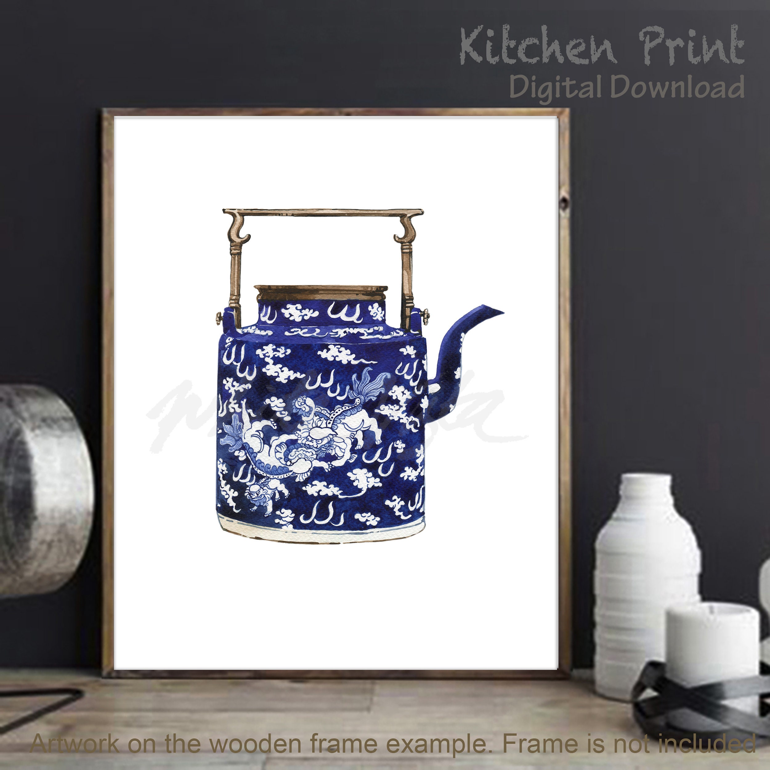 Tea Art Print Vintage Tea Pot Lover Chinese Chinoiserie | Etsy