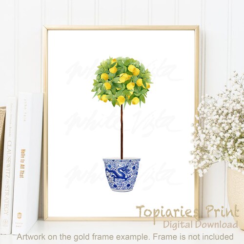 Lemon Print Chinoiserie Planter Bonsai Chinese Painting Zen | Etsy