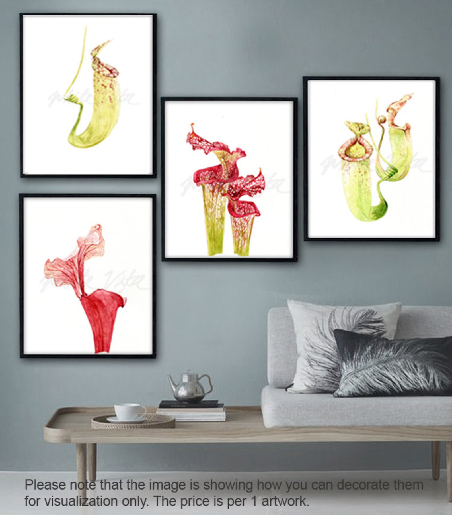 Pitcher Plant Botanical Watercolor Printable Botanical Canivous ...