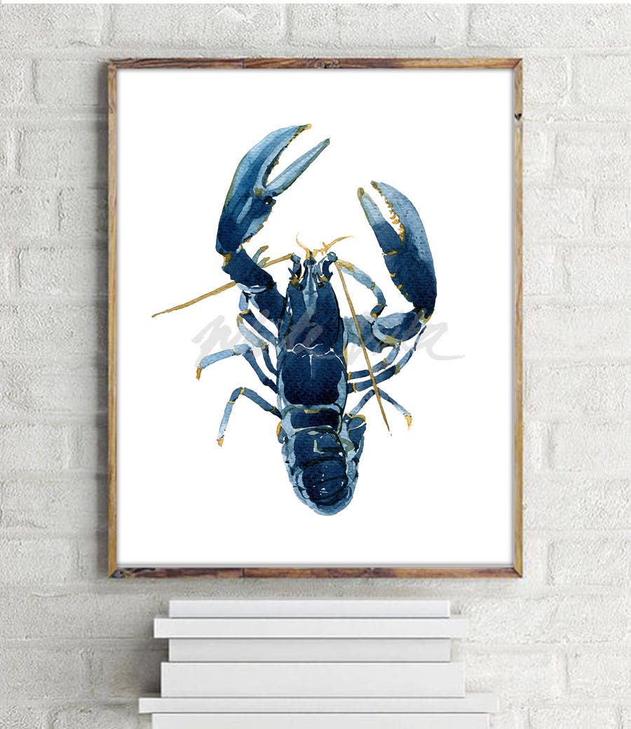 Lobster Printable Wall Art Prints Blue Coastal Home Decor | Etsy