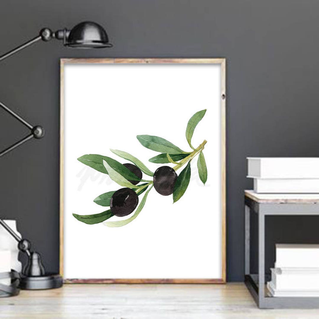 Olive Art Print Italy Culinary Kitchen Wall Decor Watercolour Fruit ...
