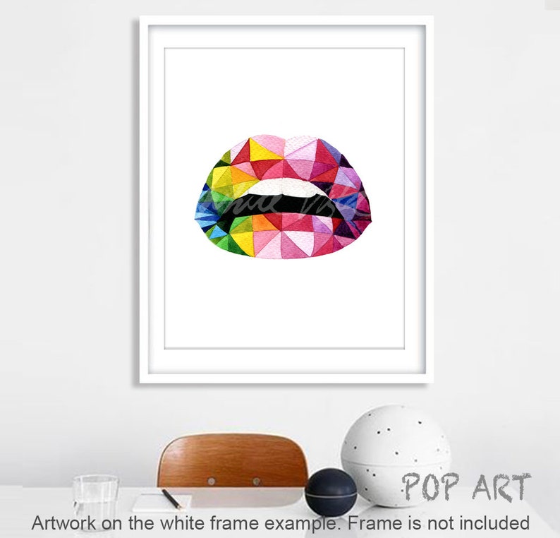 Lips Wall Art Fashion Illustration Wall Decor Kiss Lipstick | Etsy