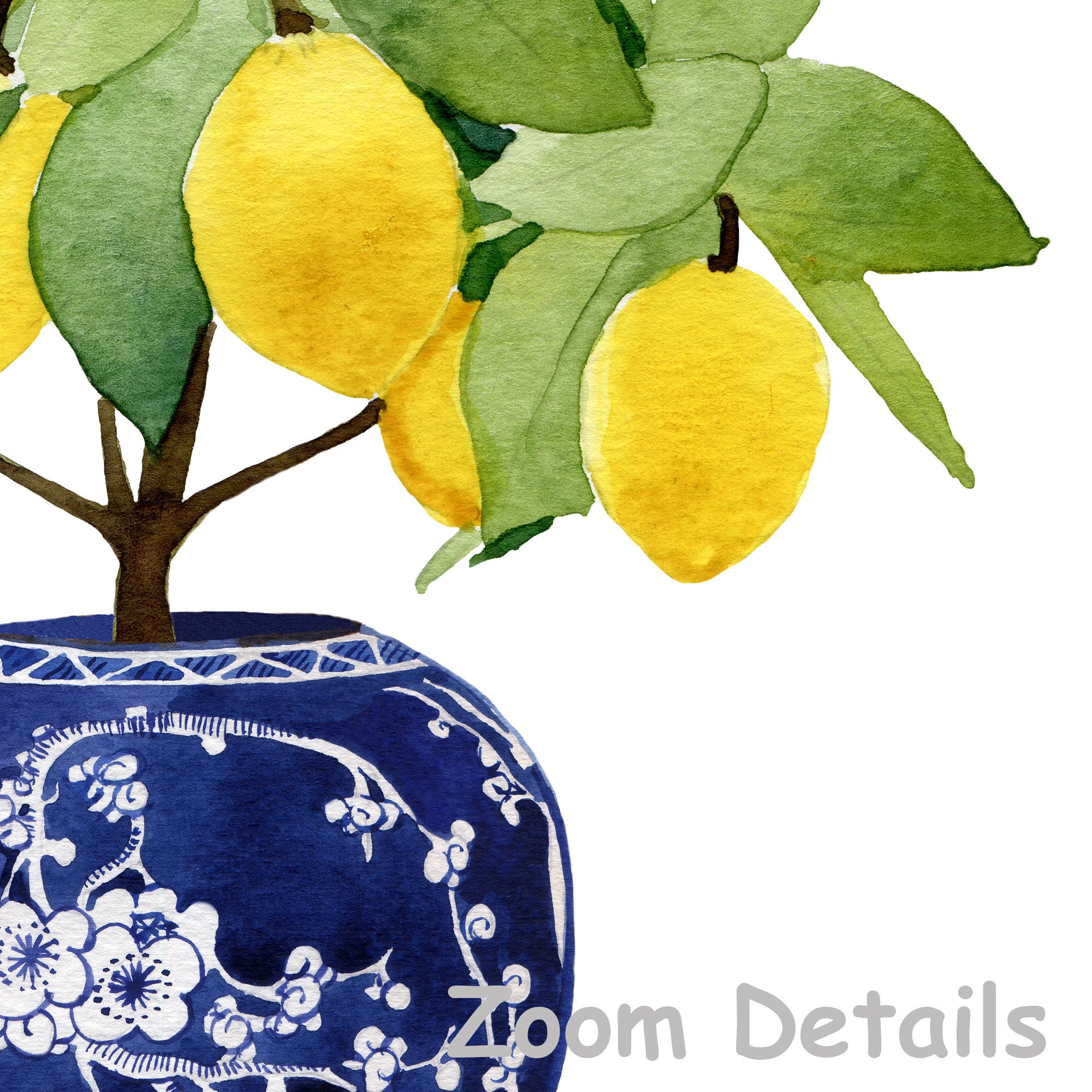Lemon Print Chinoiserie Planter Bonsai Chinese Painting Zen - Etsy