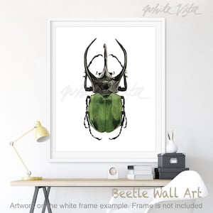 Beetle Wall Art Watercolour Prints Green Stag Beetles Printable Bug ...