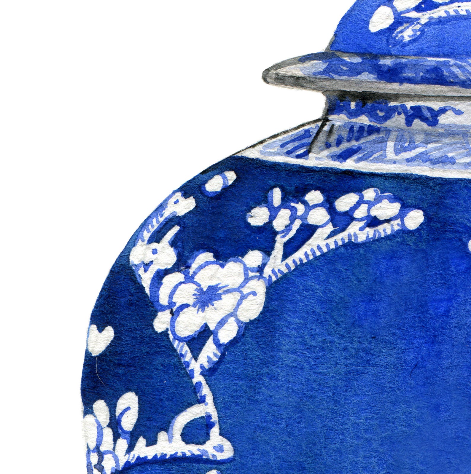 Blue and White Chinese Vase Watercolor Arts Prints Willow Style Chinese ...