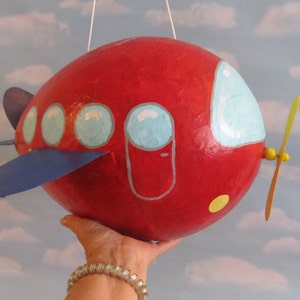 AIRPLANE Pinata, Red Airplane Birthday, Propeller Plane Pinata ...