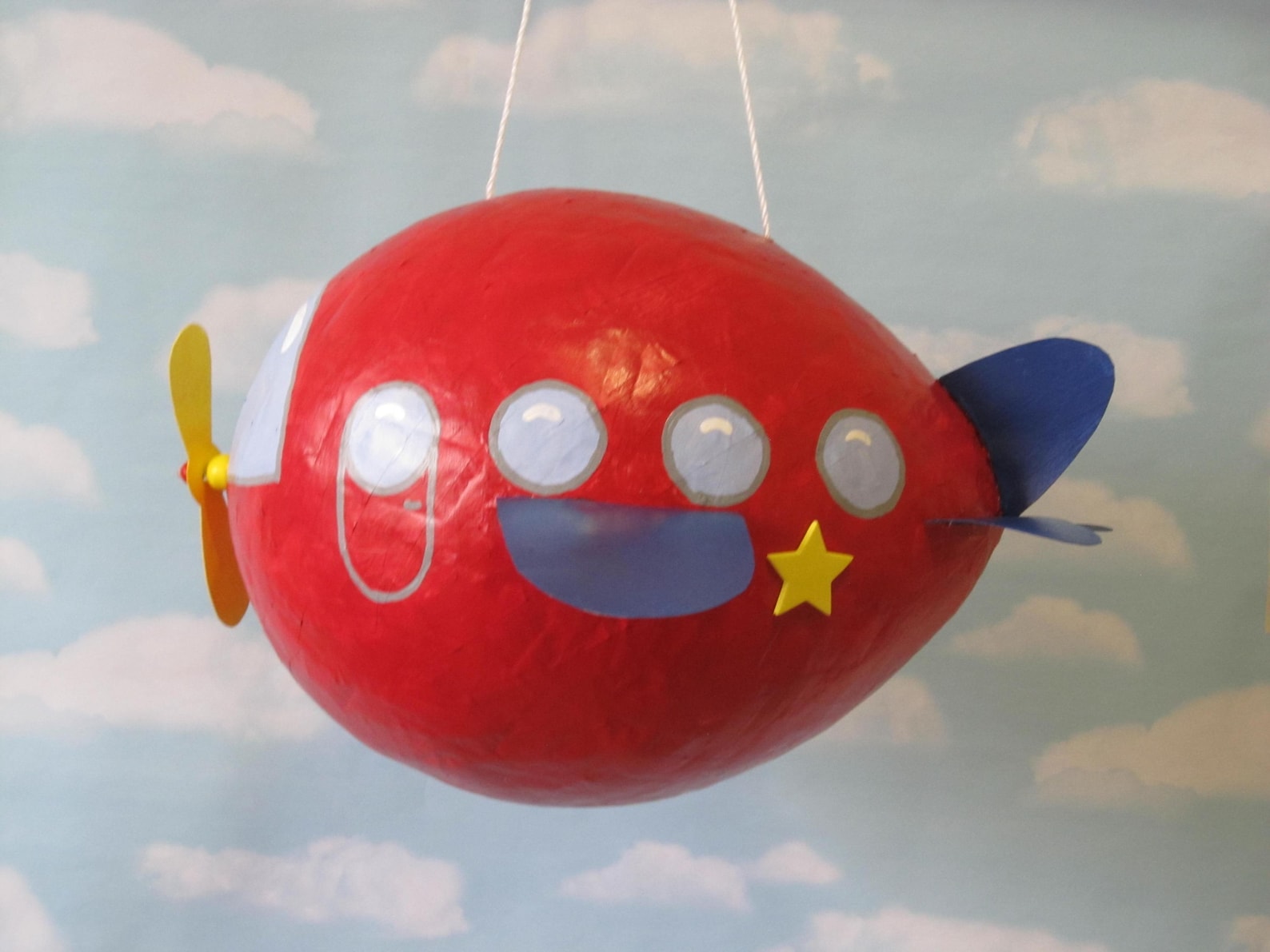 AIRPLANE Pinata, Red Airplane Birthday, Propeller Plane Pinata ...