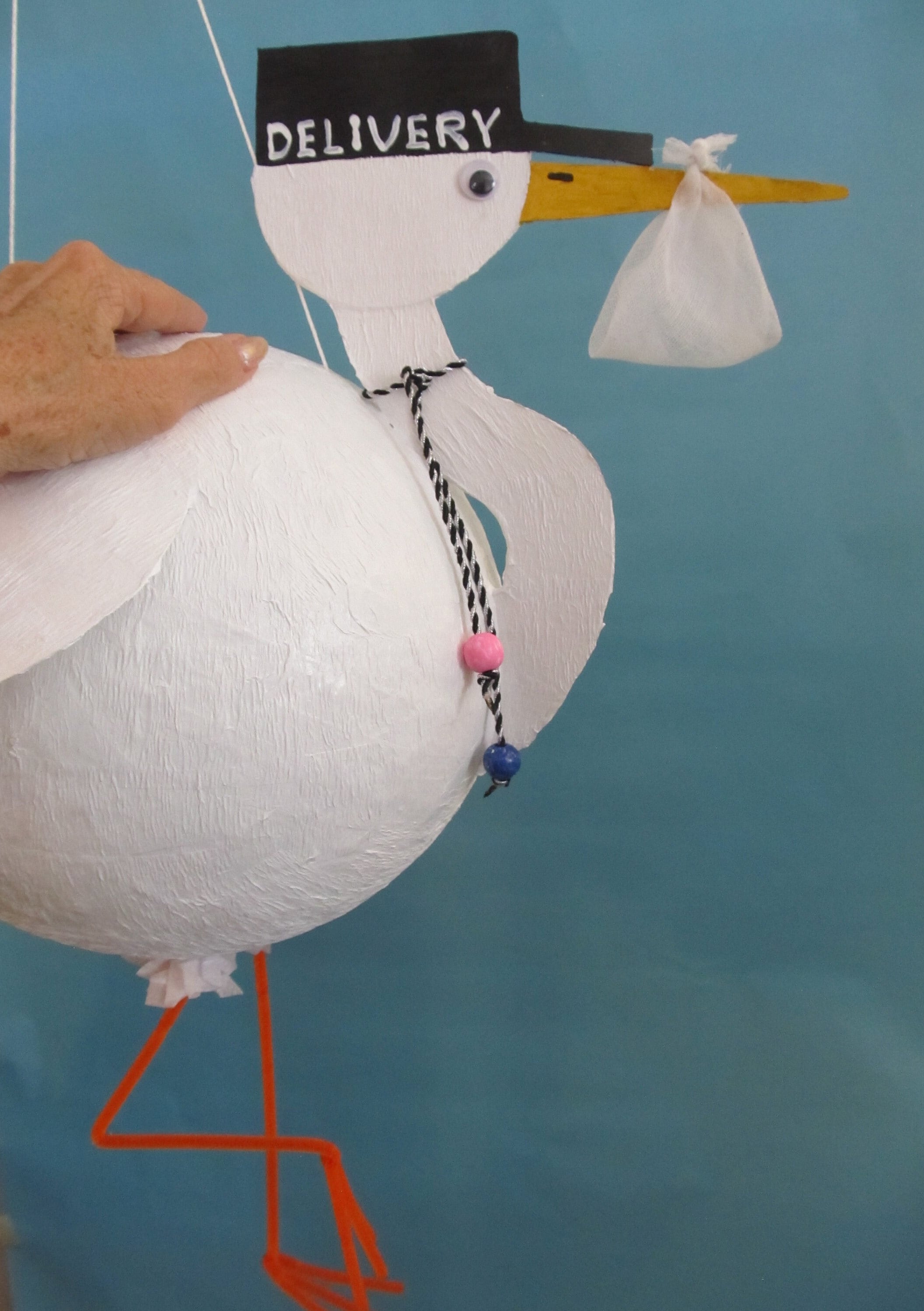 GENDER REVEAL STORK Pinata, Birth Announcement, Baby Shower.hand ...