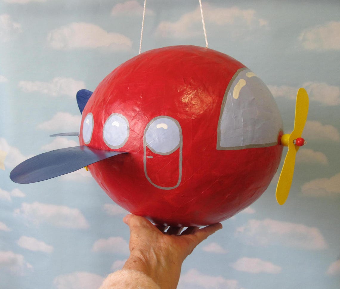 AIRPLANE Pinata, Red Airplane Birthday, Propeller Plane Pinata ...