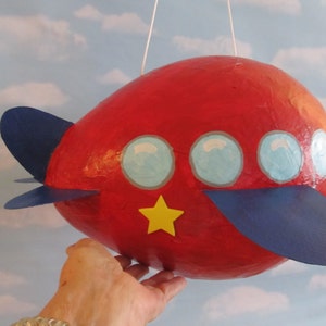 AIRPLANE Pinata, Red Airplane Birthday, Propeller Plane Pinata ...
