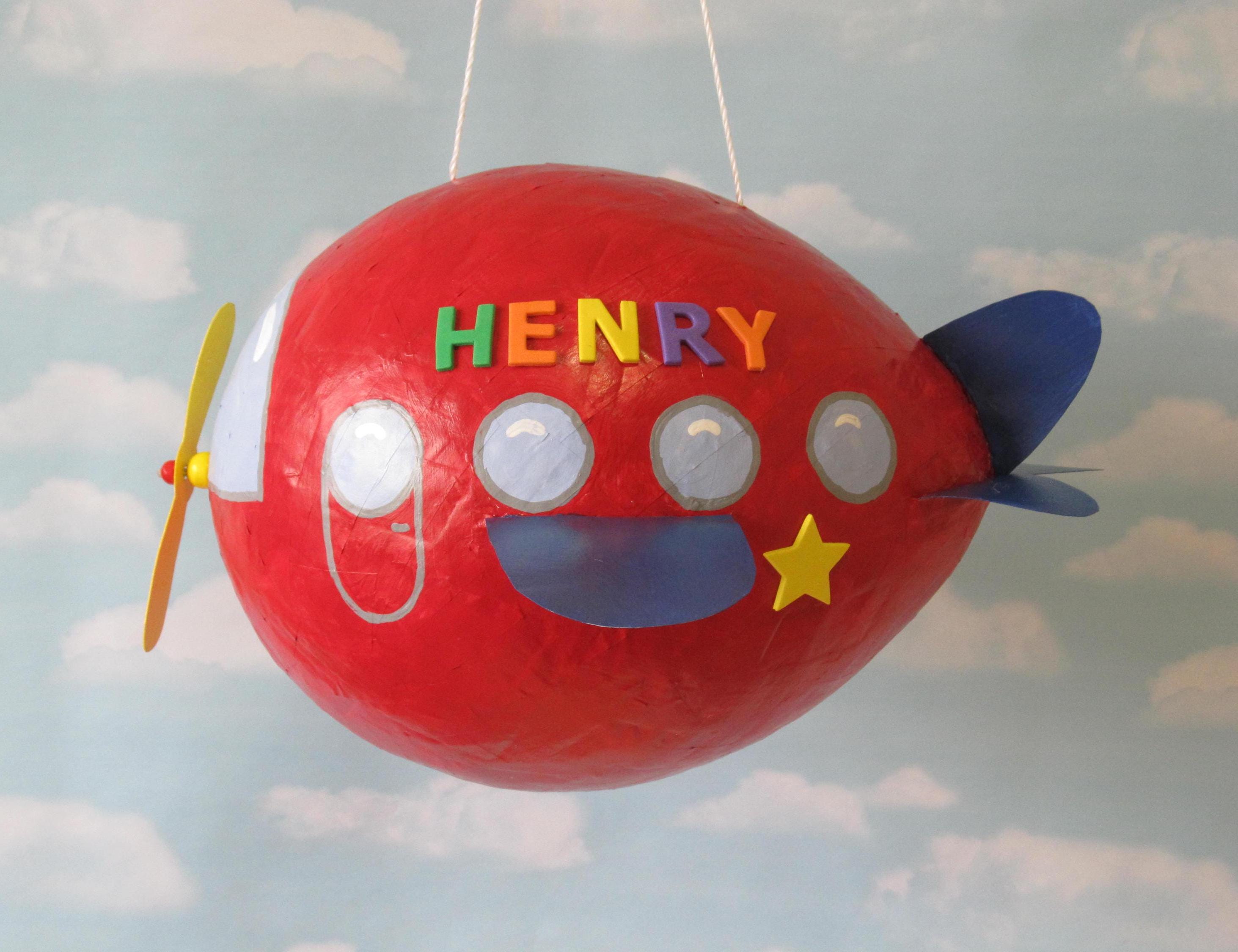 AIRPLANE Pinata, Red Airplane Birthday, Propeller Plane Pinata ...