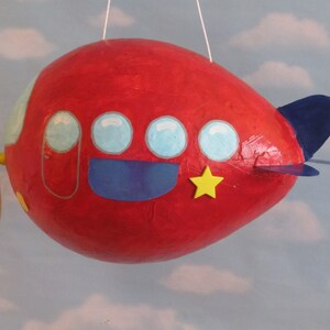 AIRPLANE Pinata, Red Airplane Birthday, Propeller Plane Pinata ...