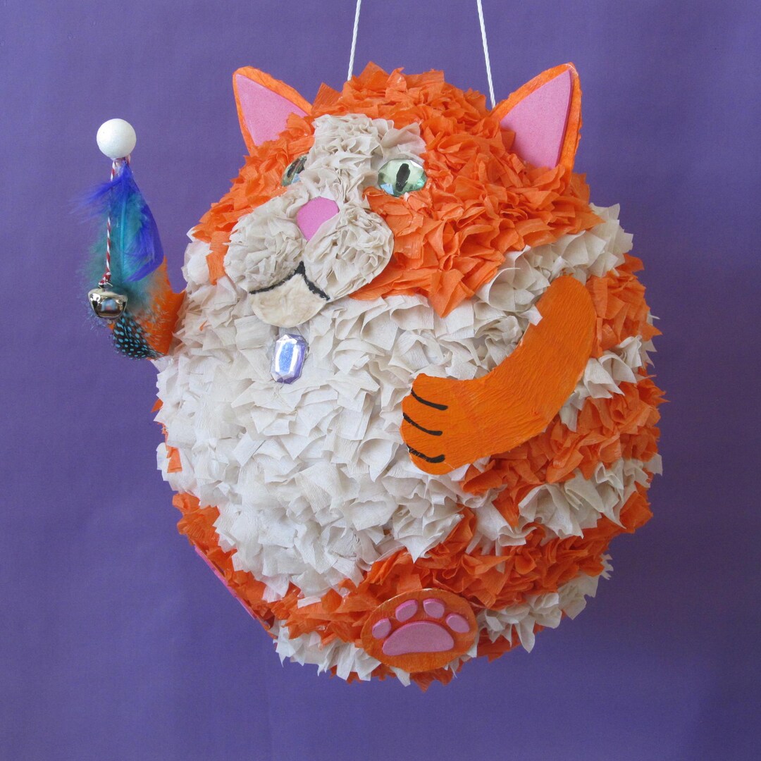 Cat Pinata, Kitty Pinata, Cat Theme Birthday, Orange Cat, Children Art ...