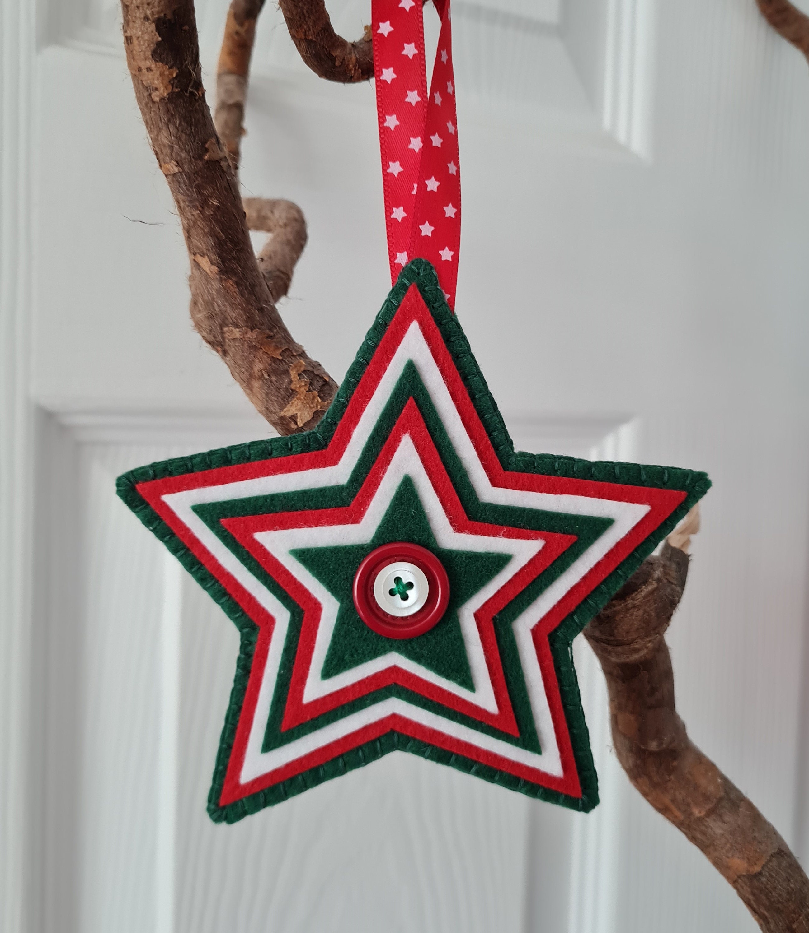 Multi-colour Felt Star Christmas Ornament With Button - Etsy
