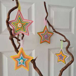 Multi-colour Felt Star Christmas Ornament With Button - Etsy