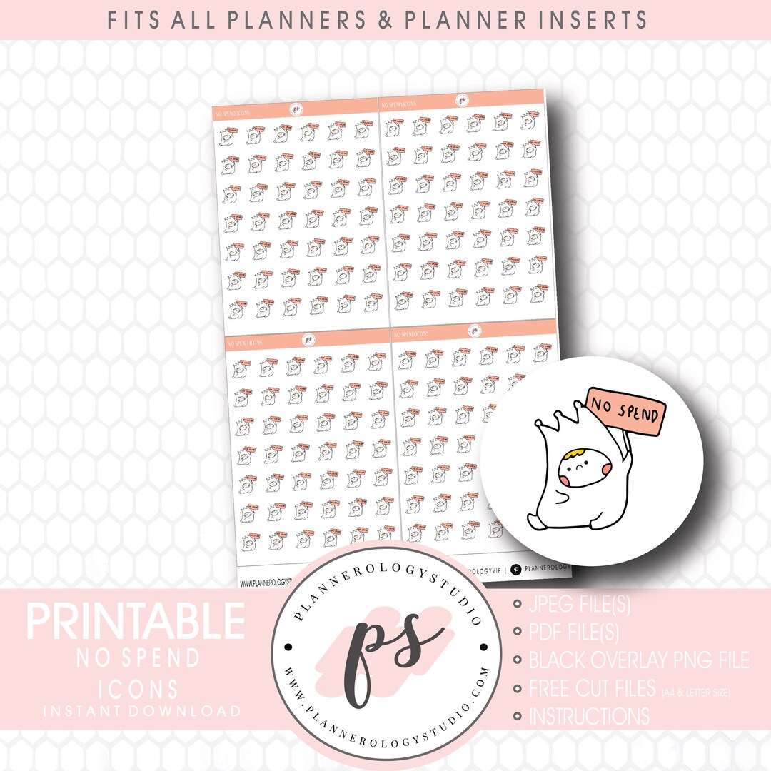 No Spend Emoticon Icon | Digital Printable Planner Stickers | Jpg/pdf ...