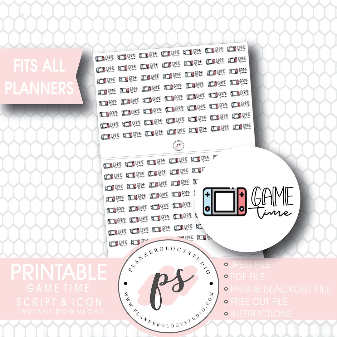 Game Time Script & Icon Digital Printable Planner Stickers Jpg/pdf/free ...