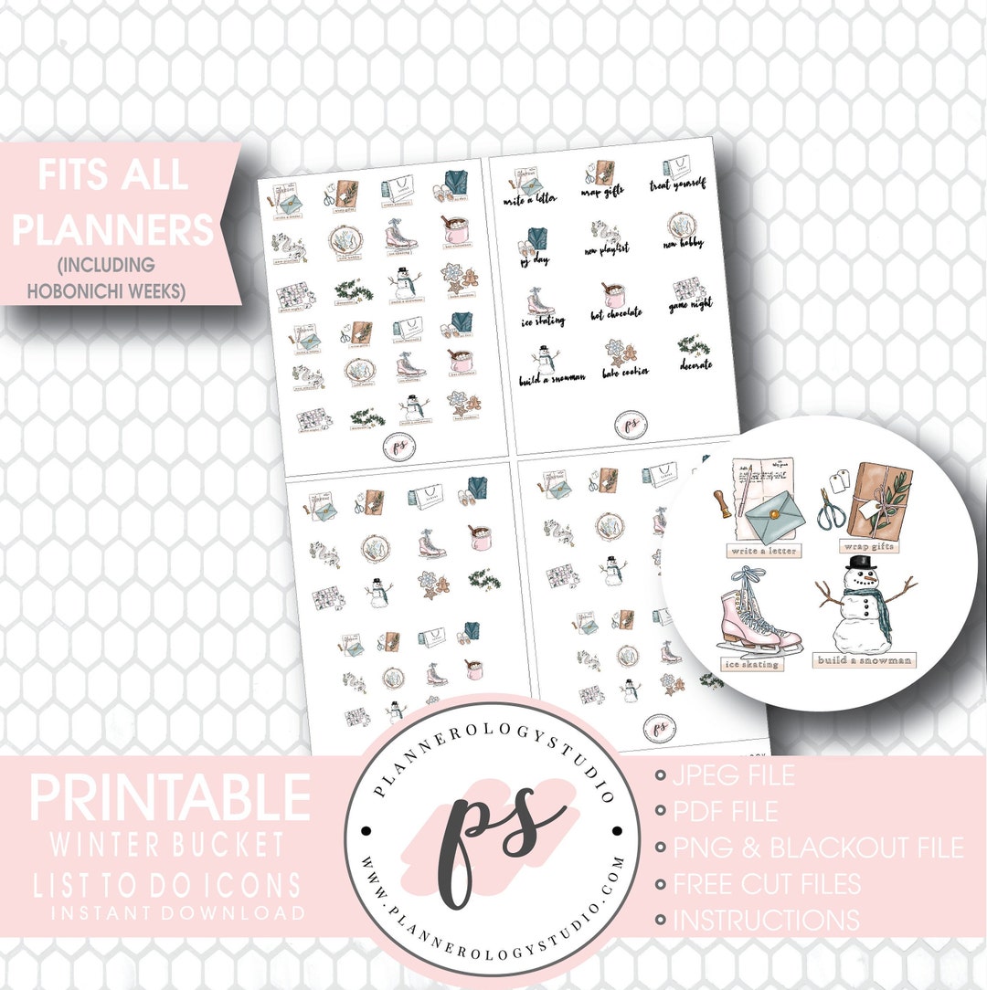 Winter Bucket List to Do Icons | Digital Printable Planner Stickers ...