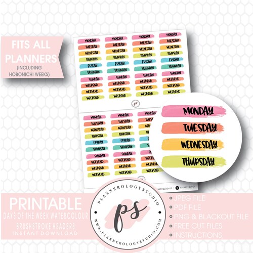 Printable Planner Weekly Stickers Days of the Week Upper Case - Etsy