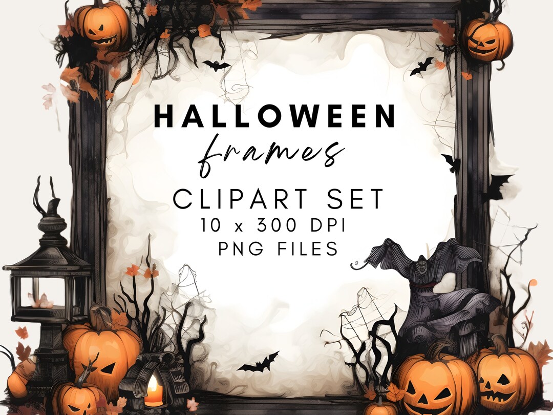 Halloween Frames Watercolor Clipart Images | 10 PNG 300 DPI Bundle ...