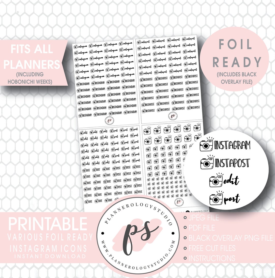 Instagram Icons (instapost, Edit, Post) | Foil Ready Digital Printable ...
