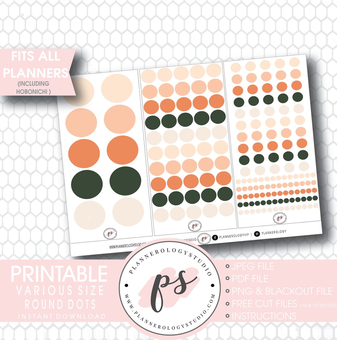 Round Dots & Circles Digital Printable Planner Stickers Jpg/pdf/free ...