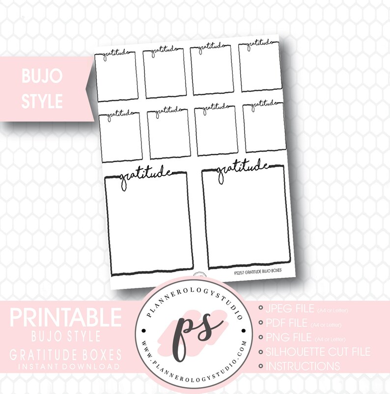 Bullet Journal Bujo Gratitude Boxes Printable Planner Stickers - Etsy