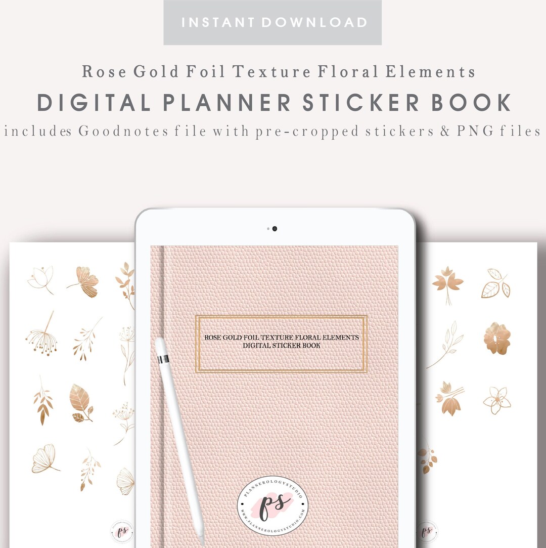Rose Gold Floral Elements Goodnotes Pre-cropped Digital - Etsy