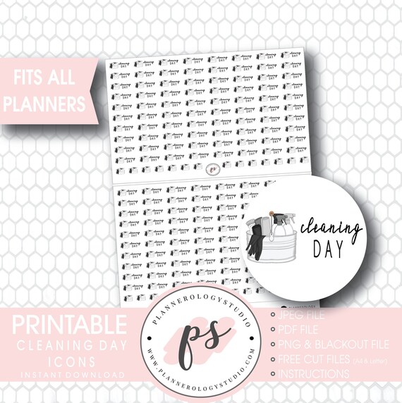Cleaning Day Icons Digital Printable Planner Stickers | Etsy