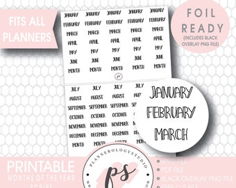 Months of the Year Script Foil Ready Digital Printable Planner | Etsy