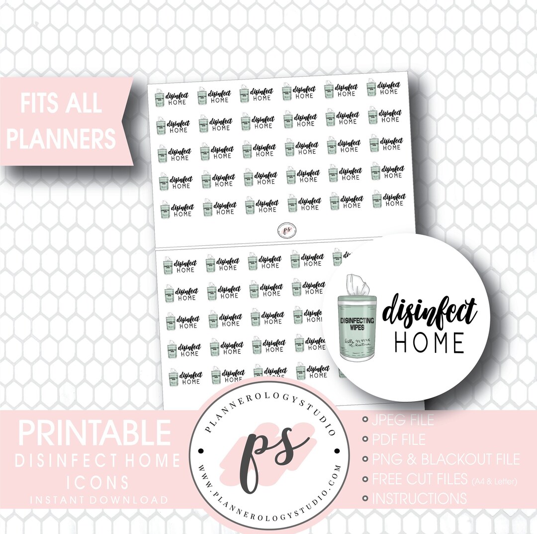 Disinfect Home Icons Digital Printable Planner Stickers Jpg/pdf/free ...